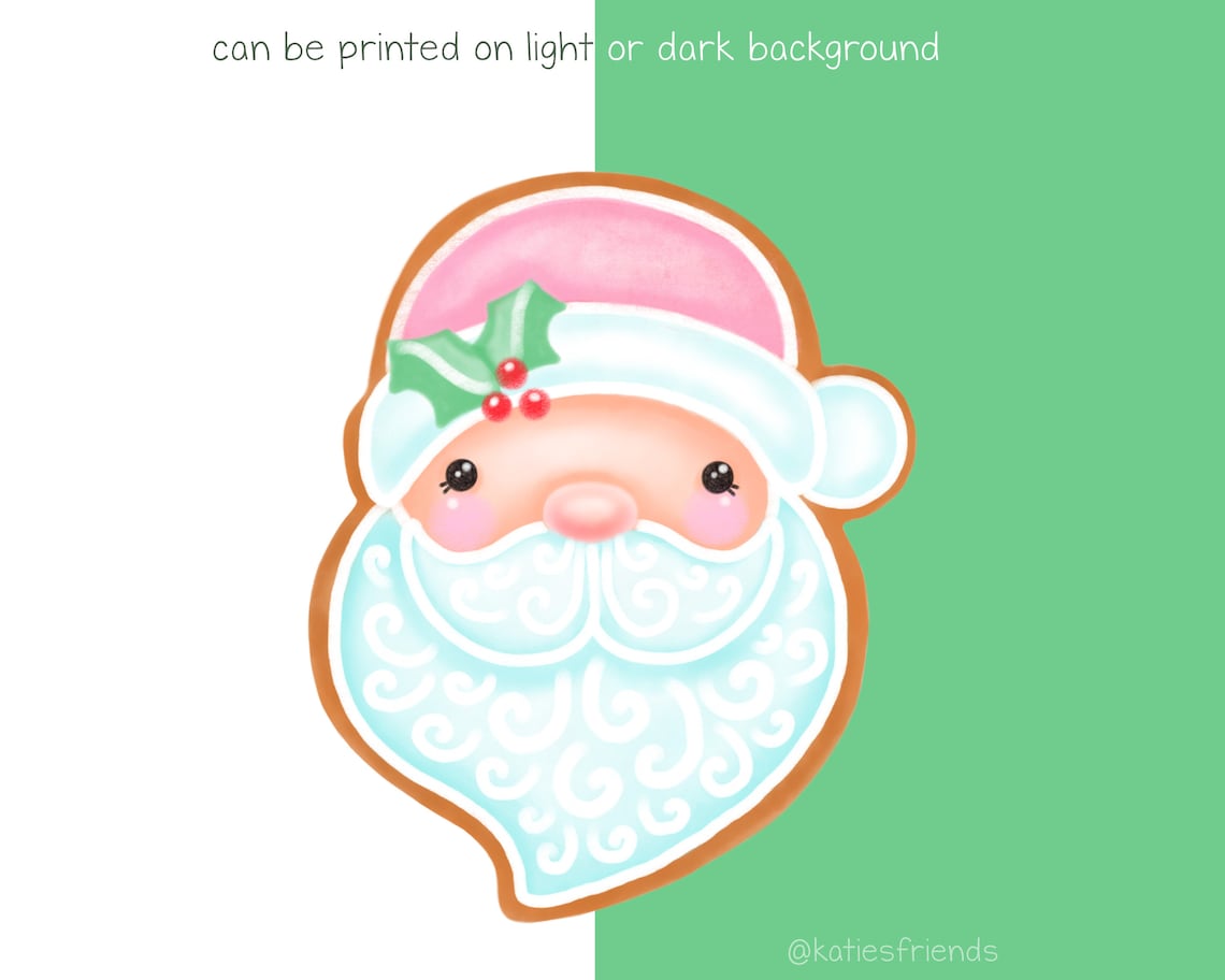 Pink Christmas Cookie Clipart Pink Santa Cookie PNG - Etsy