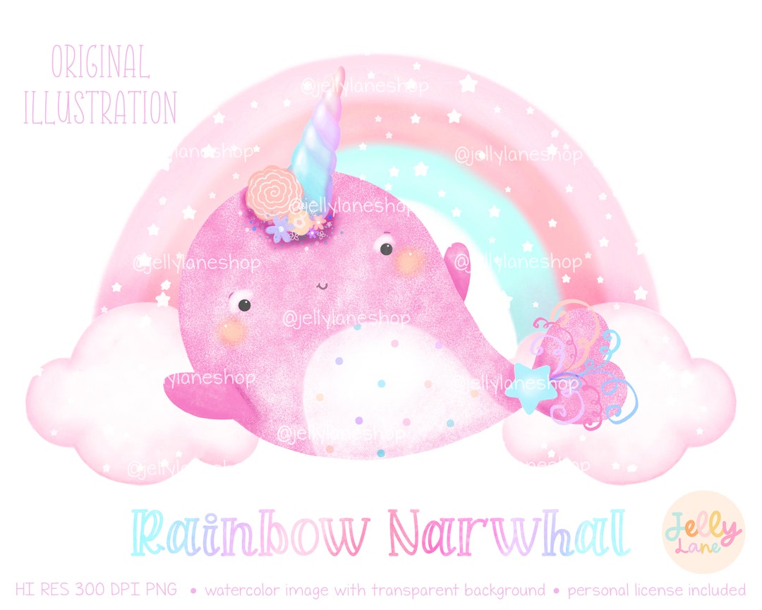 Pink Narwhal Png, Rainbow Narwhal Clipart, Narwhal and Rainbow ...