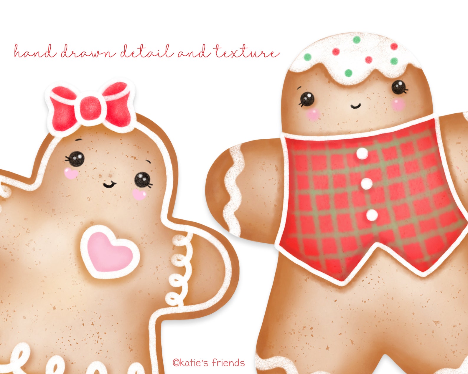 Gingerbread Boy and Girl Clipart Cute Gingerbread Man Hand | Etsy