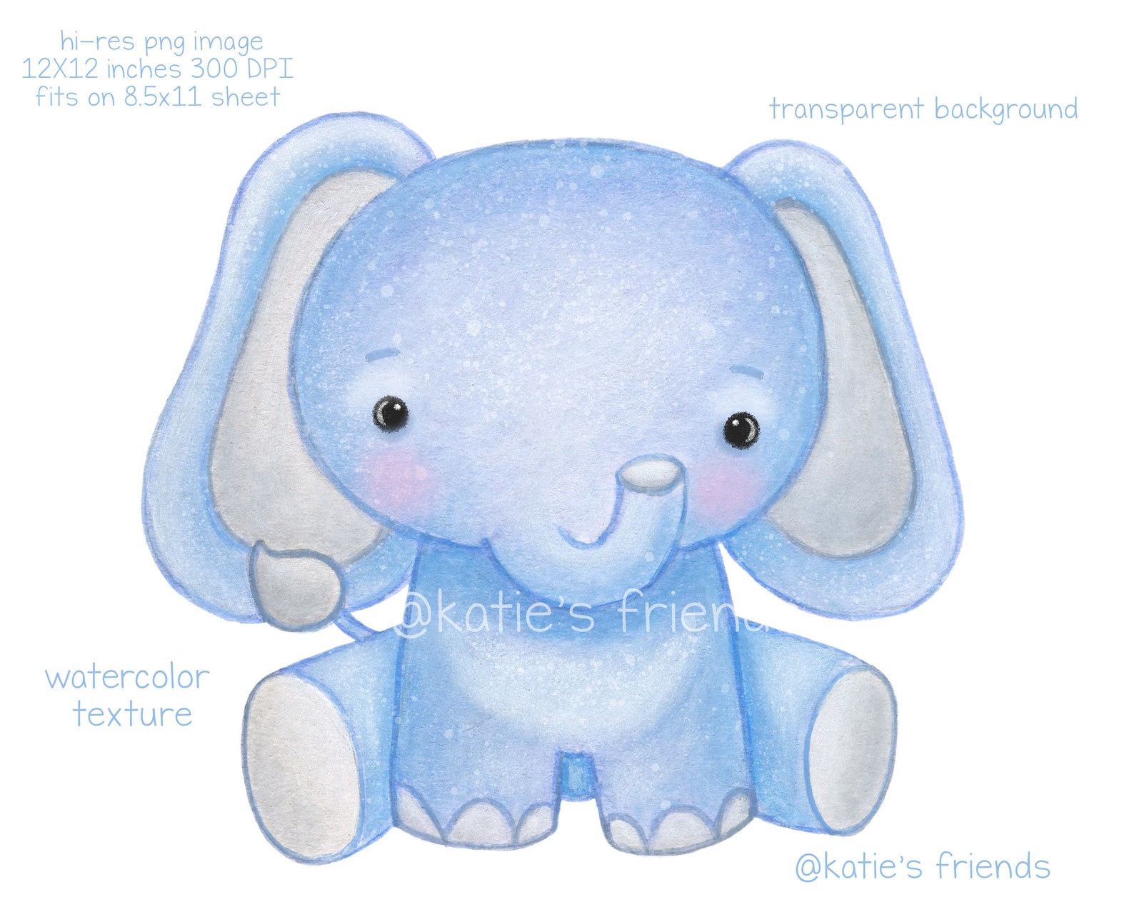 Blue Elephant PNG, Baby Elephant Clipart, Watercolor Elephant, Baby's ...