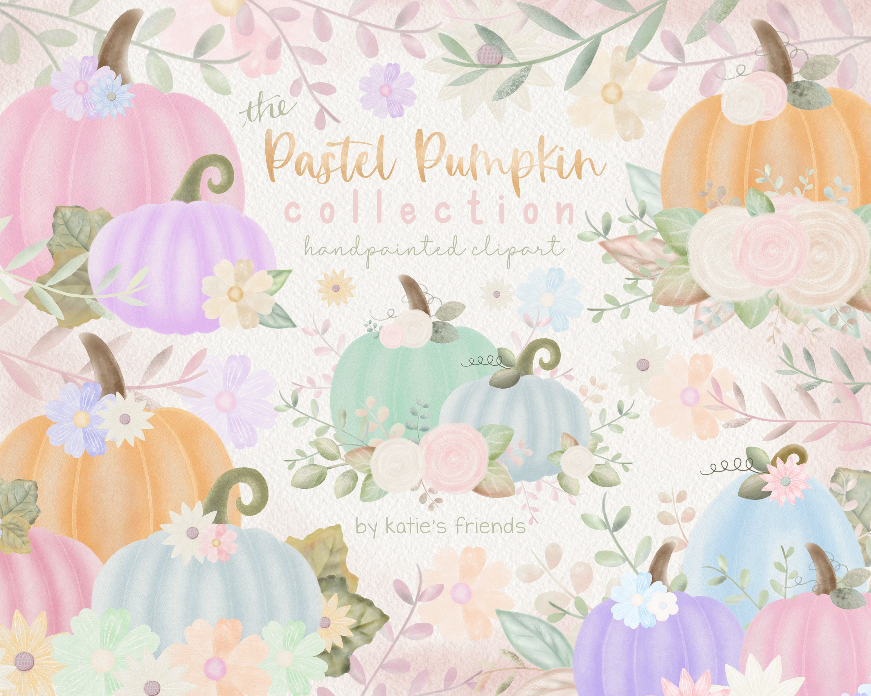 Watercolor Pastel Pumpkin Clipart Pastel Pumpkins Watercolor - Etsy