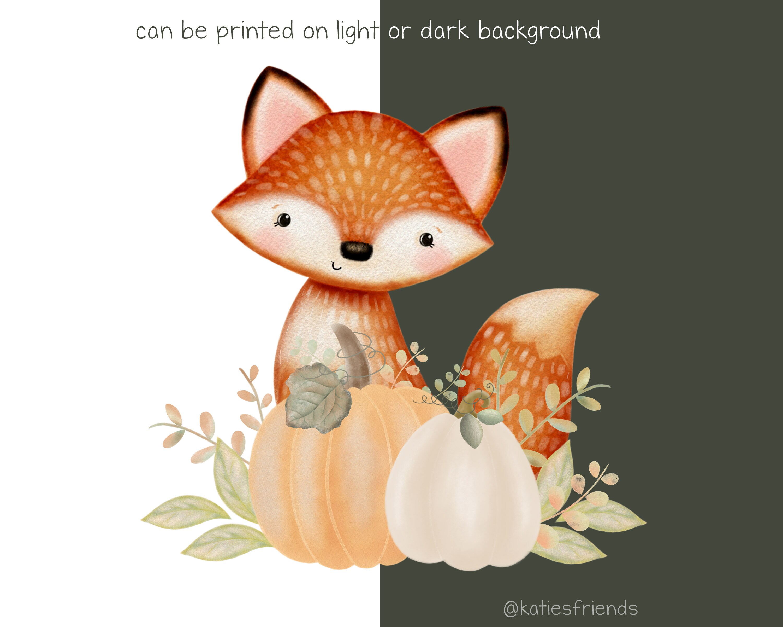 Fall Fox Png, Fox With Pumpkins Clipart, Woodland Fox Sublimation ...