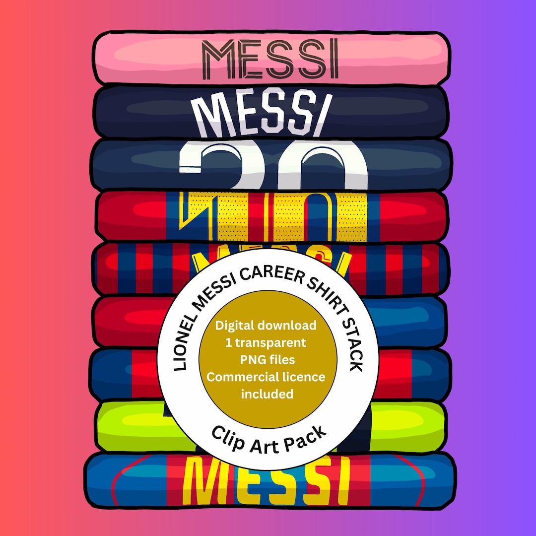 Lionel Messi Career Path Shirt Stack Clip Art Licensed Artwork ...