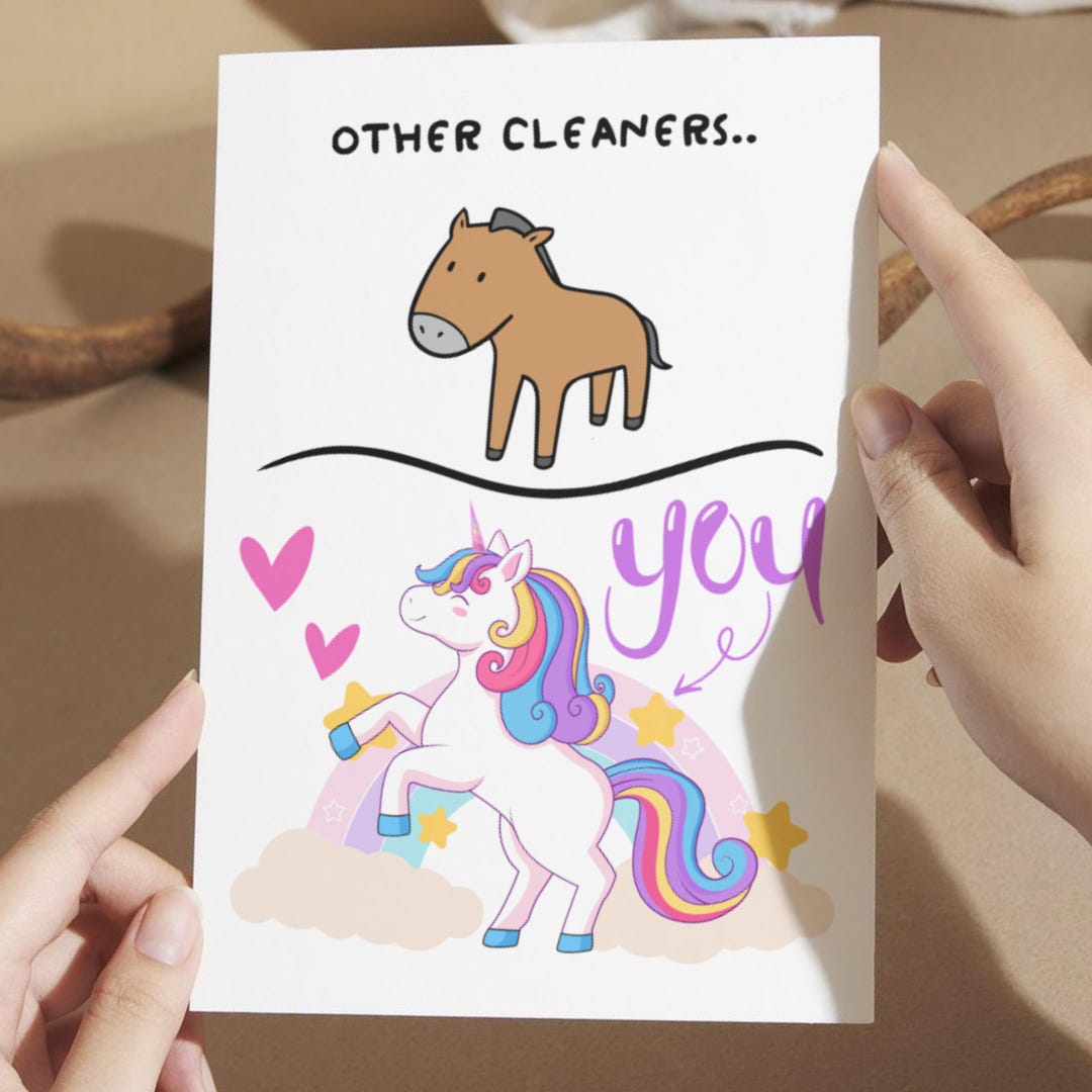 Card for Cleaner, Thank You Card for Cleaner, Unicorn Thank You Card ...