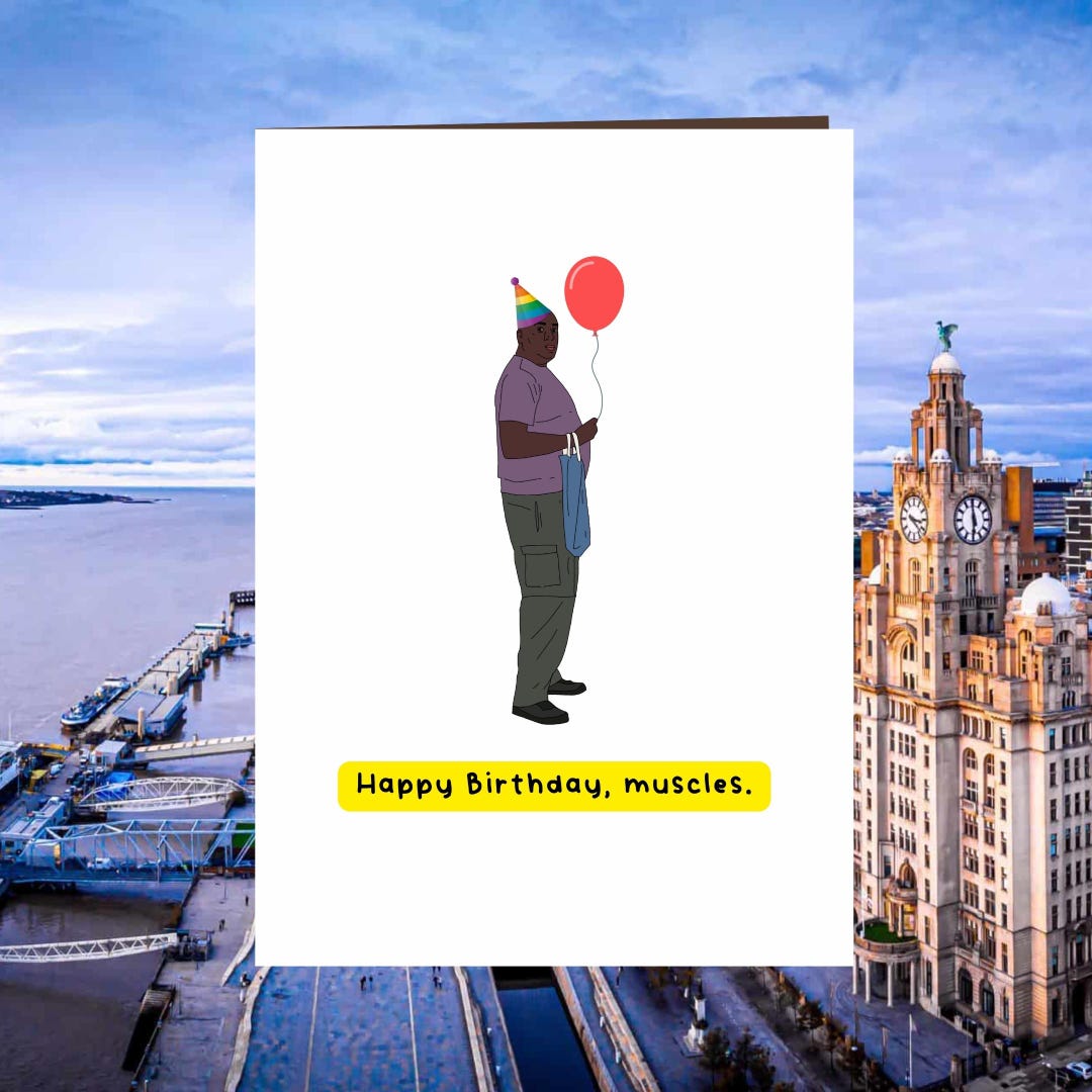 Happy Birthday, Muscles, Purple Aki, Funny Birthday Card, Liverpool ...