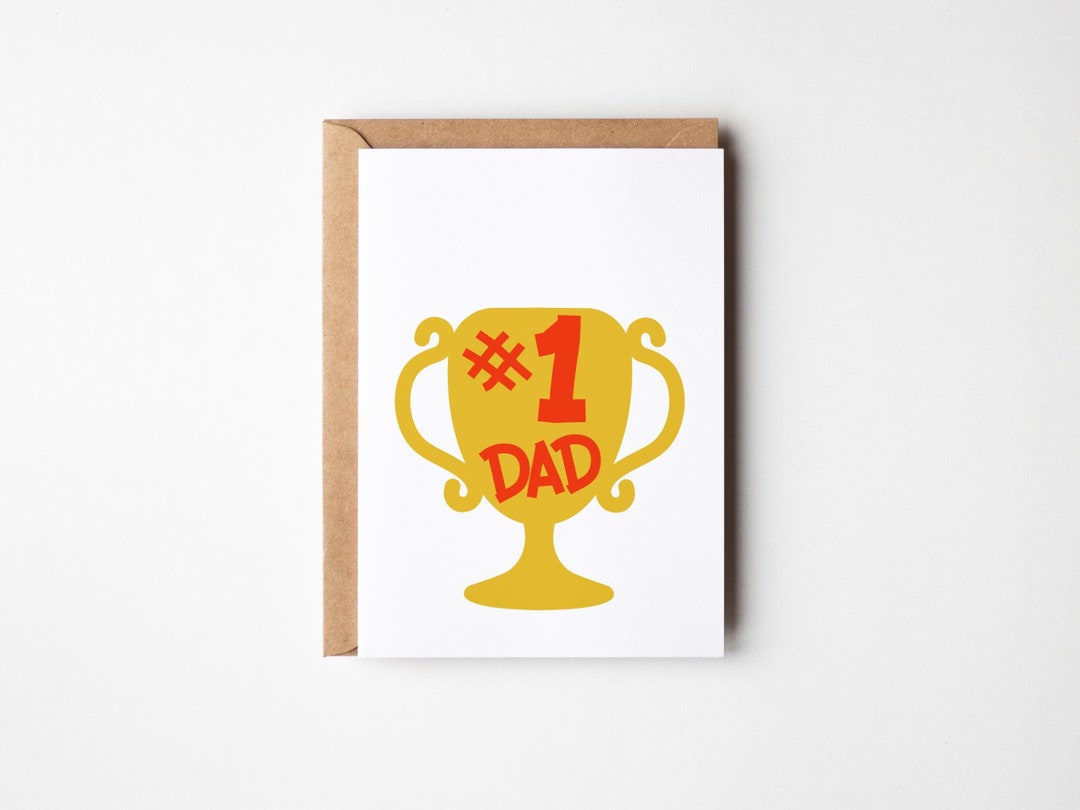 Number 1 Dad Birthday Card Trophy for Being Best Dad Gift Father From ...