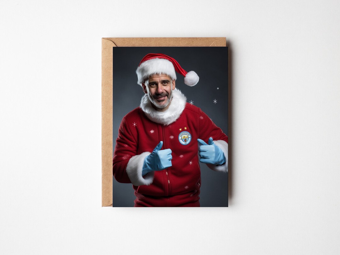 Pep Guardiola Dressed as Santa Football Card Manchester City - Etsy