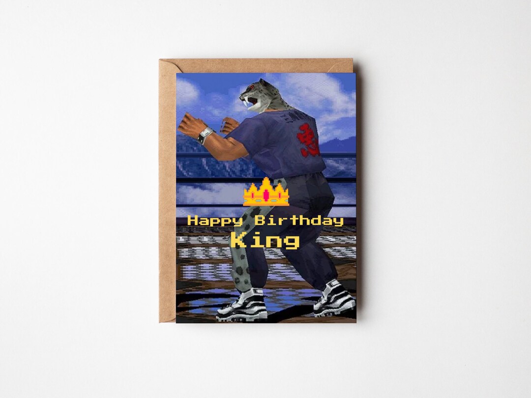 Happy Birthday King, Fighting Game, Gamer, Retro 1990 90s Kid, Card for ...