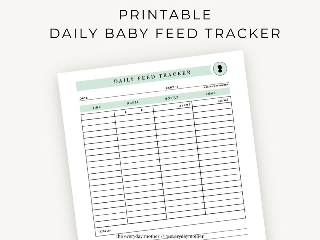 Printable Daily Baby Feed Log | DIY Baby Tracking Log Book | Feed Log ...