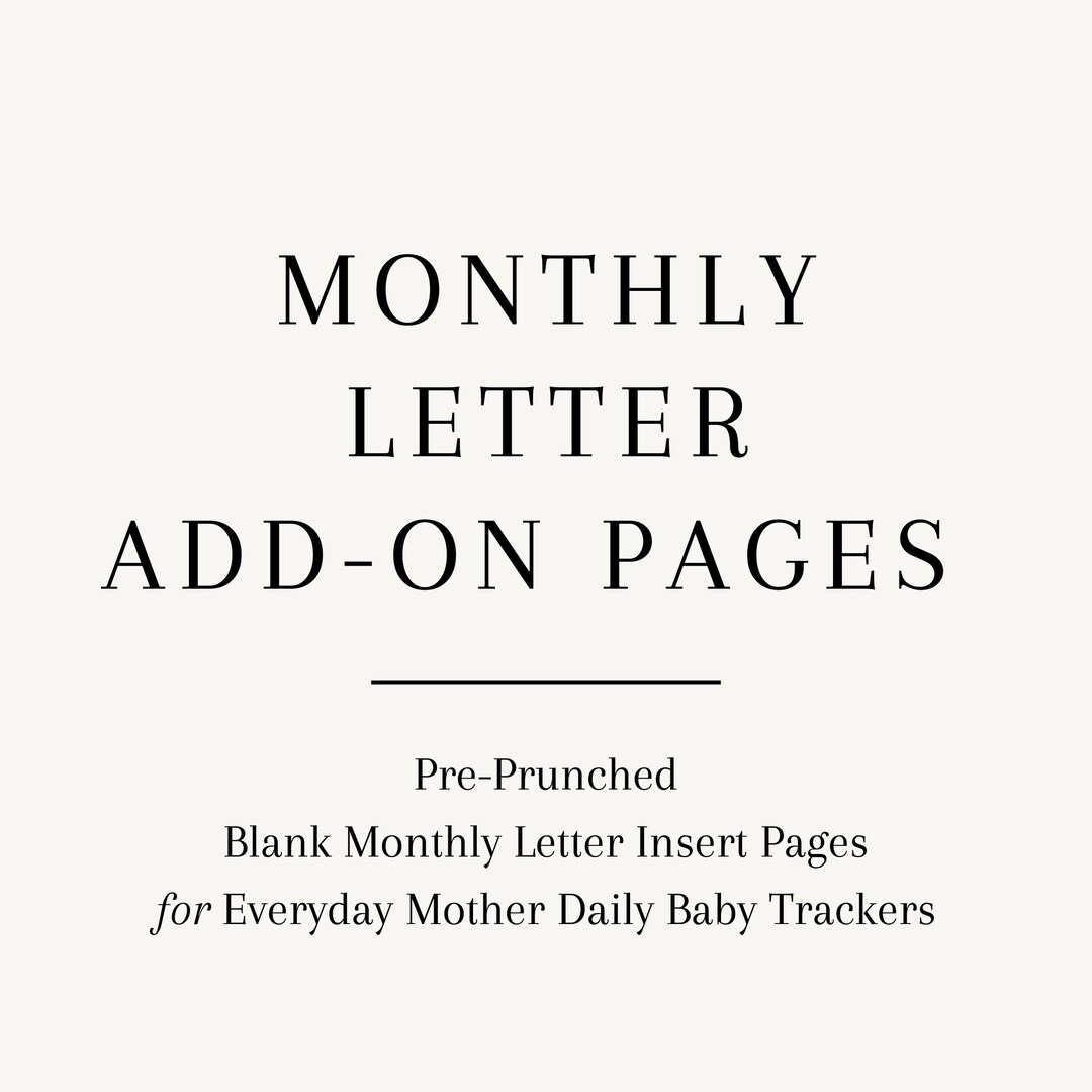 Pre Punched Monthly Letter Add-on Pages - Baby Monthly Milestone ...