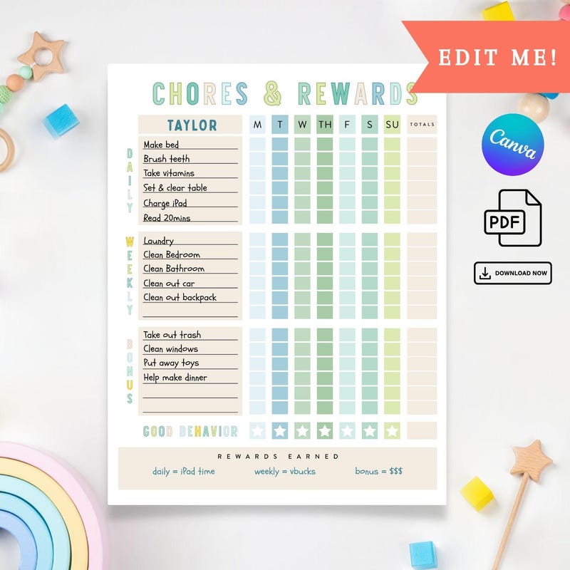 Toddler Chore Chart - Etsy