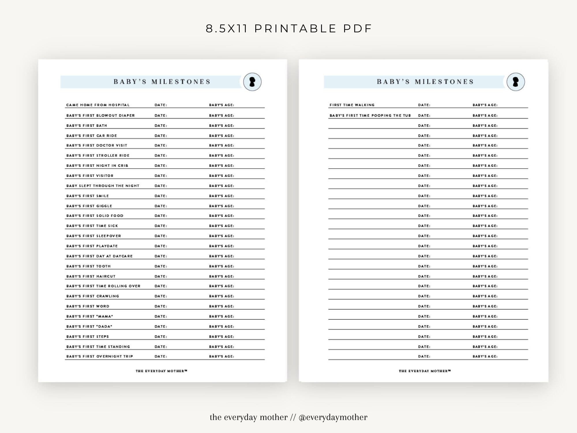 Printable Baby Milestone Chart Tracker DIY Baby Tracking Log - Etsy ...