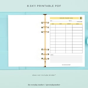 Printable Daily Baby Solid Food Log | DIY Baby Tracking Log Book | Feed ...