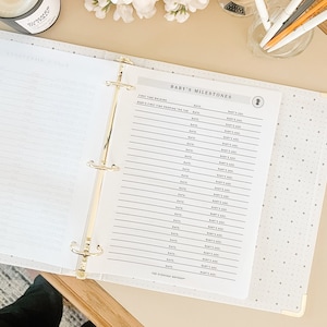 Printable Baby Milestone Chart Tracker | DIY Baby Tracking Log Book ...