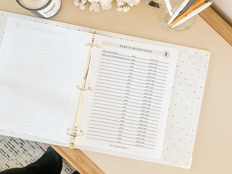 Printable Baby Milestone Chart Tracker | DIY Baby Tracking Log Book ...