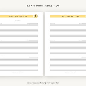 Printable Baby Monthly Letter Notes DIY Baby Tracking Log Book Feed Log ...