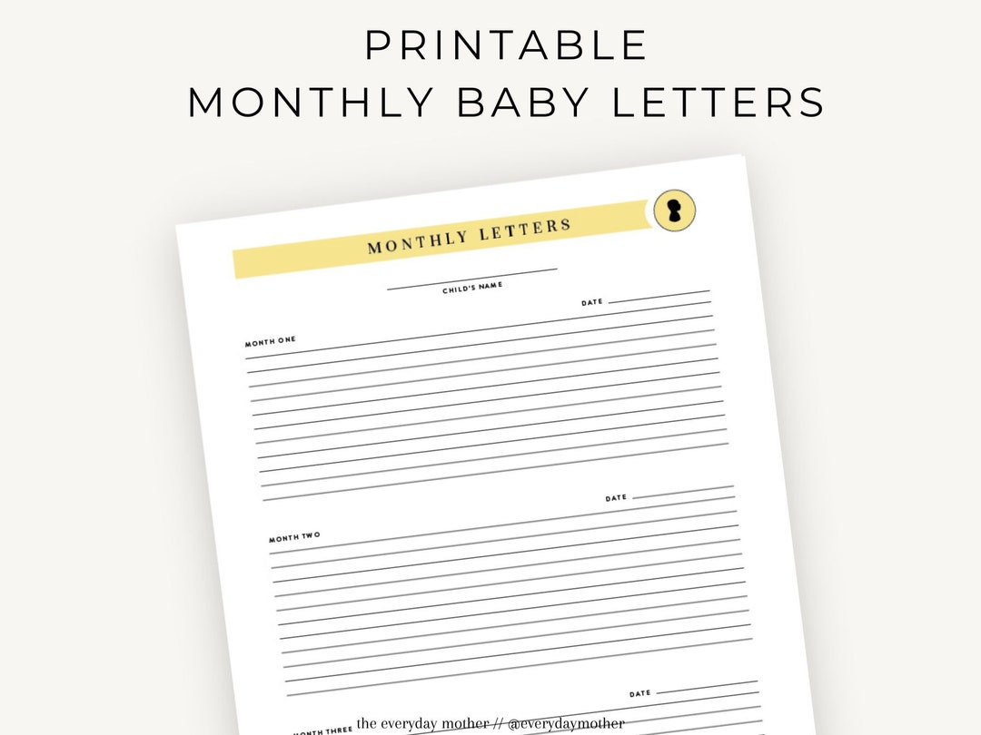 Printable Baby Monthly Letter Notes | DIY Baby Tracking Log Book | Feed ...