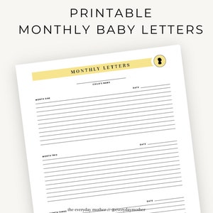 Printable Baby Monthly Letter Notes | DIY Baby Tracking Log Book | Feed ...