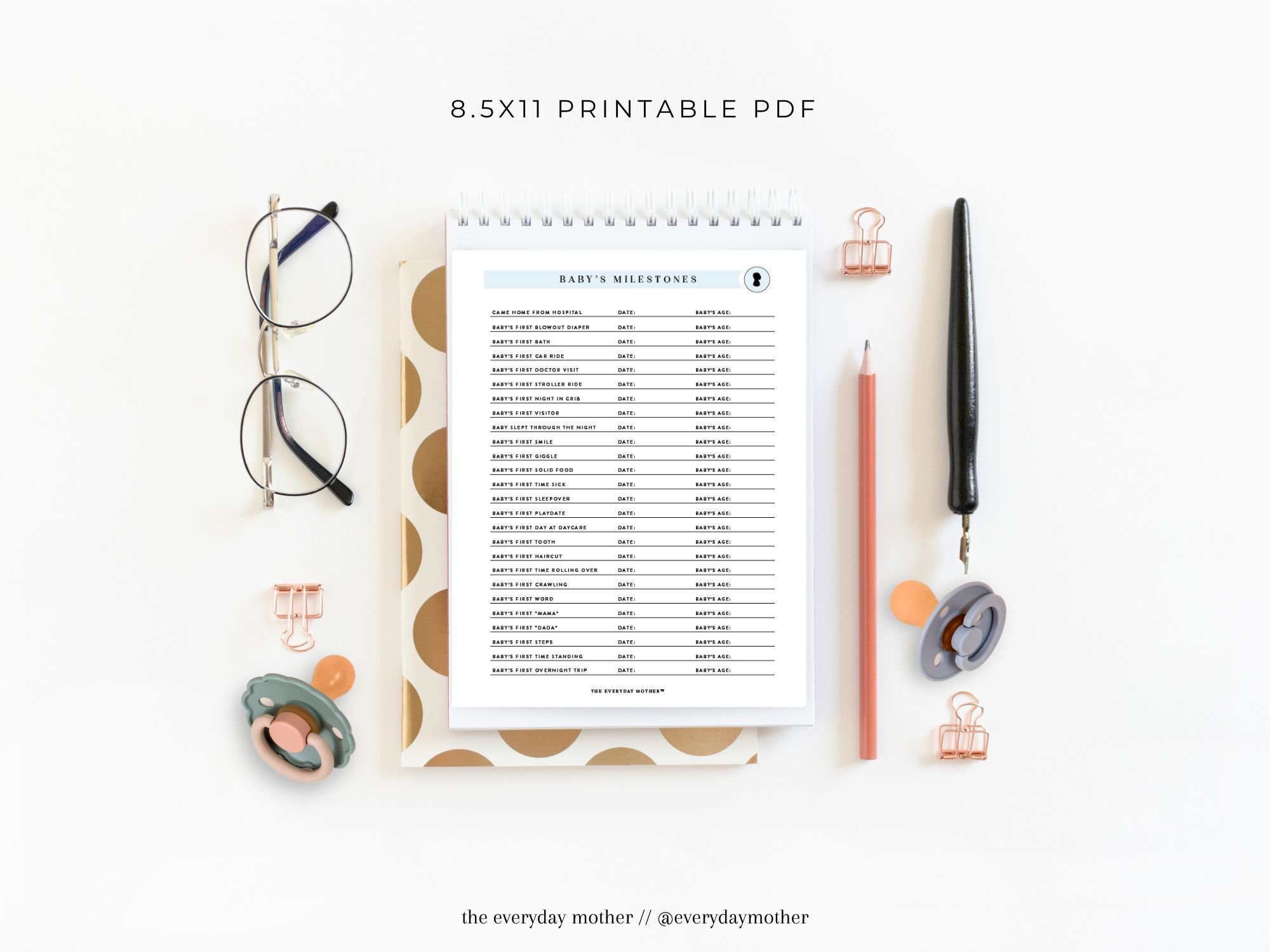 Printable Baby Milestone Chart Tracker DIY Baby Tracking Log - Etsy ...