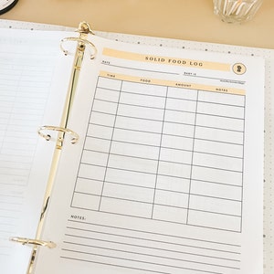 Printable Daily Baby Solid Food Log | DIY Baby Tracking Log Book | Feed ...