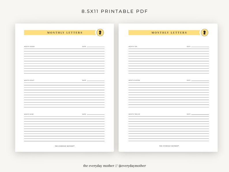 Printable Baby Monthly Letter Notes | DIY Baby Tracking Log Book | Feed ...