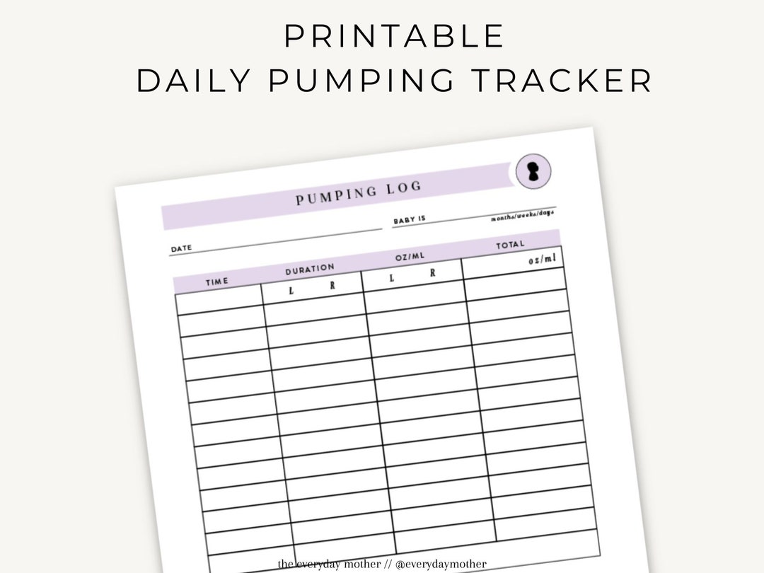 Printable Daily Pumping Log Tracker | DIY Baby Tracking Log Book | Feed ...