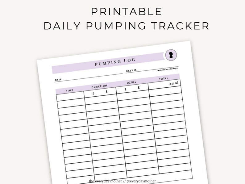 Printable Daily Pumping Log Tracker | DIY Baby Tracking Log Book | Feed ...