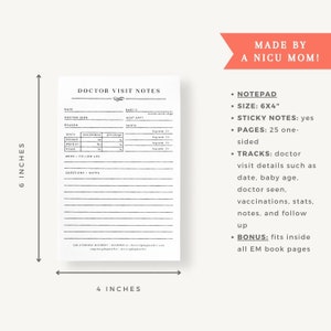 Doctor Visit STICKY NOTEPAD - Easily Track Doctor Visit Notes - Add-on ...