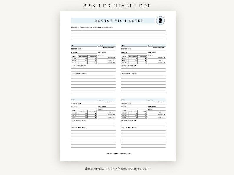 Printable Doctor Visit Note for Newborns and Babies DIY Baby - Etsy
