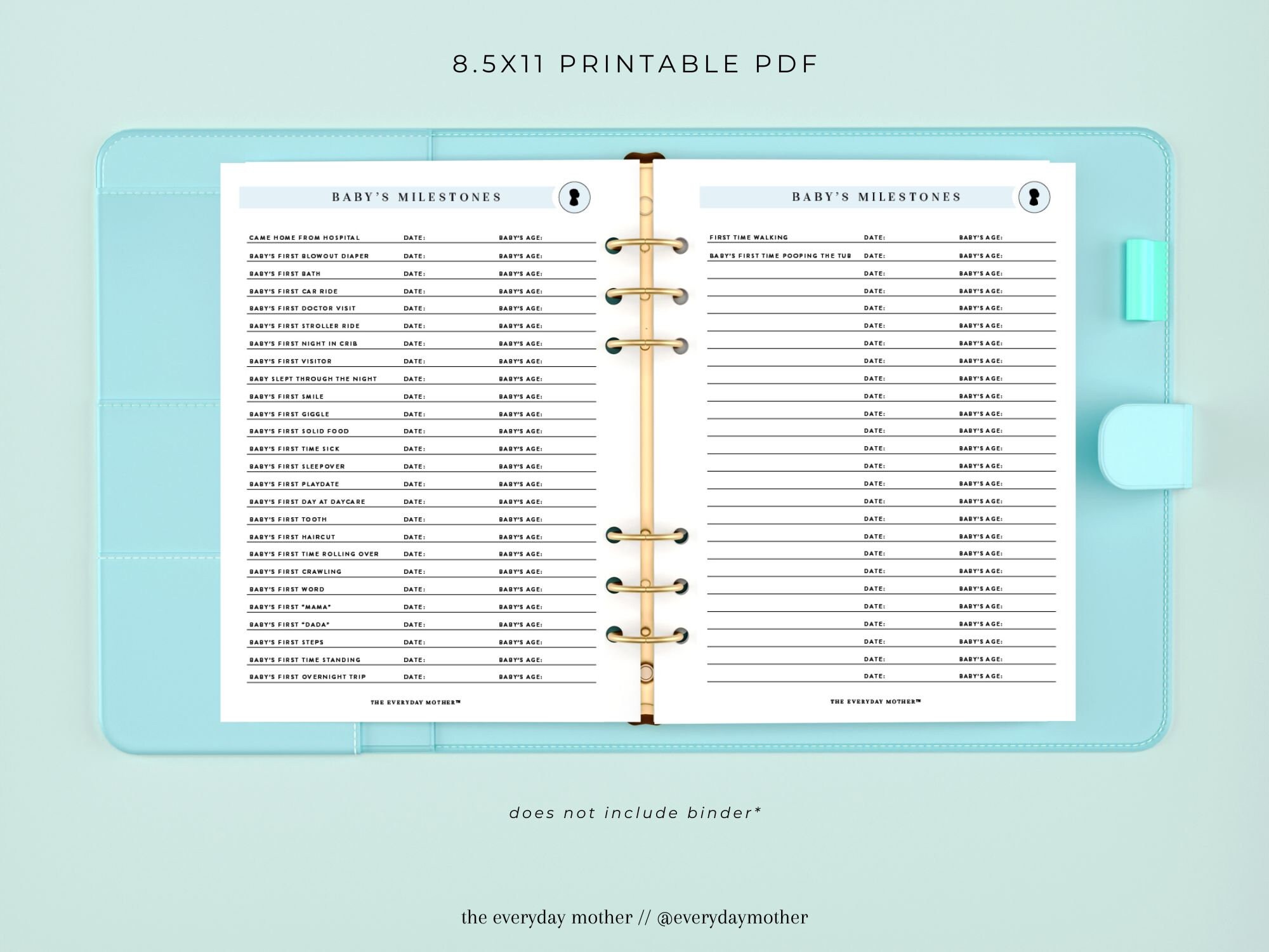 Printable Baby Milestone Chart Tracker DIY Baby Tracking Log - Etsy ...