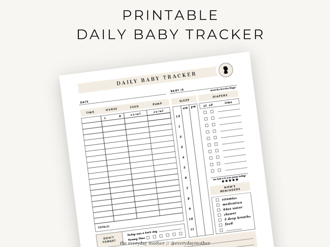 Printable Daily Baby Tracking Page | DIY Baby Tracking Log Book | Feed ...