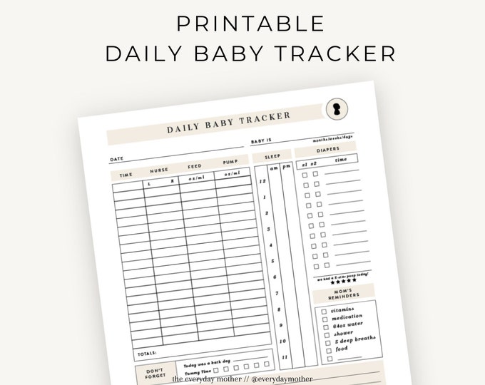 Printable Daily Baby Tracking Page | DIY Baby Tracking Log Book | Feed ...