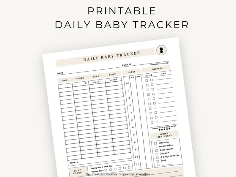 Printable Daily Baby Tracking Page DIY Baby Tracking Log - Etsy