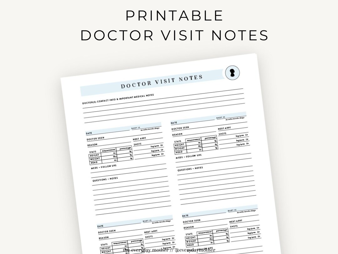 Printable Doctor Visit Note for Newborns and Babies | DIY Baby Tracking ...