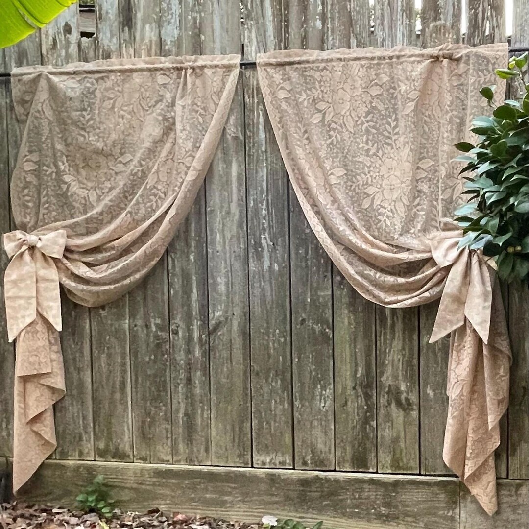 Vintage Lace Curtains Cottagecore Modern Cottage Shabby French Country ...