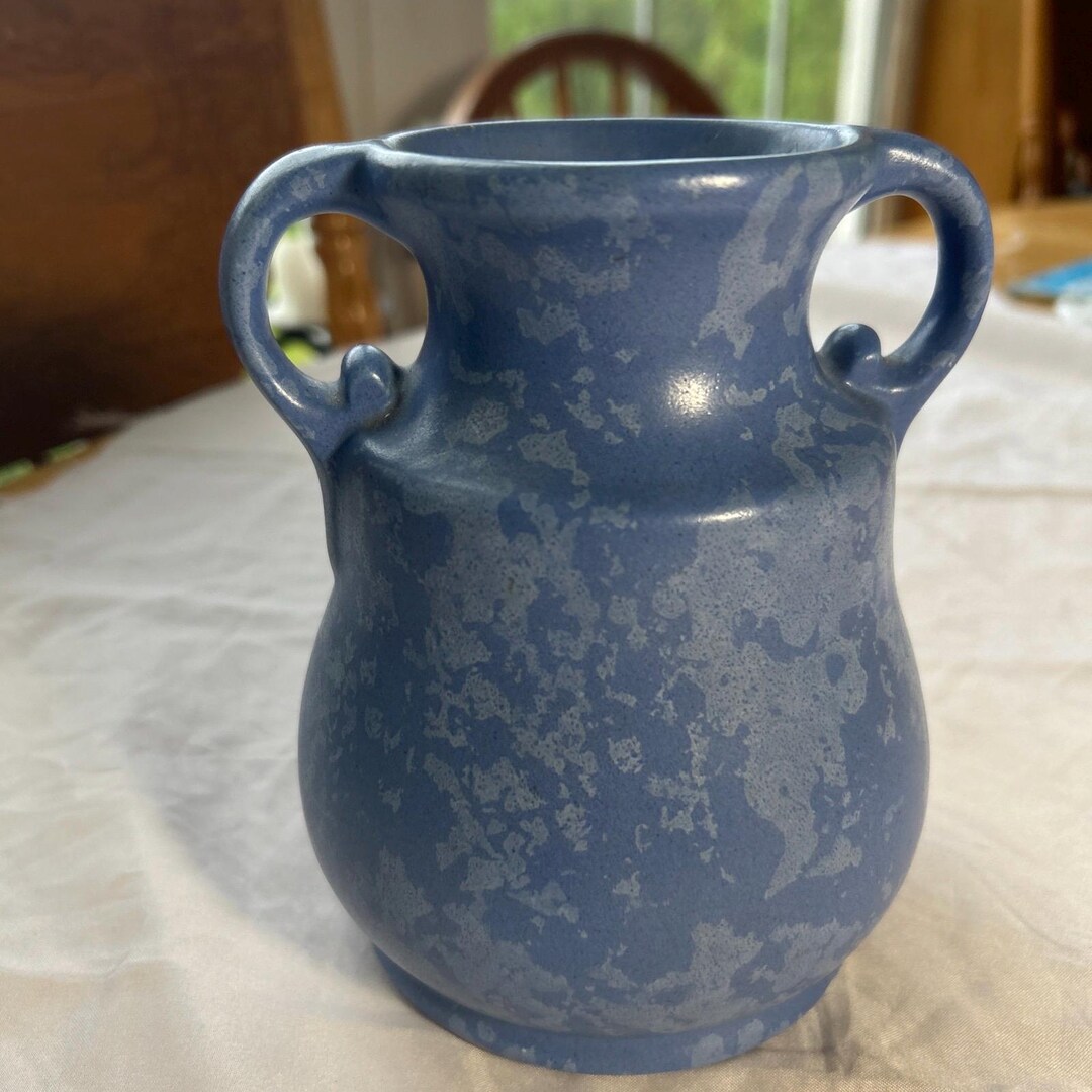 Antique Vintage Rumrill Pottery BLUE Handle Arts & Craft Vase 318 ...