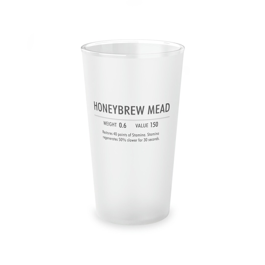 Honeybrew Mead Frosted Pint Glass 16oz - Gift for Gamer - Skyrim ...