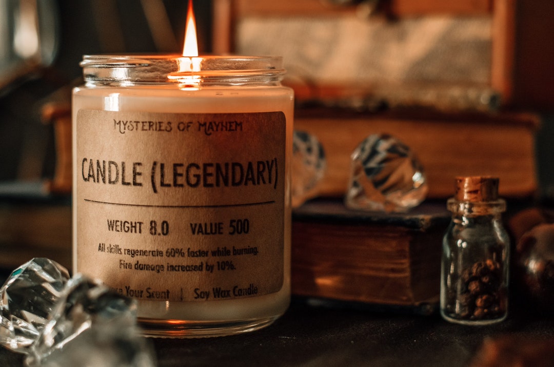 Candle (legendary) - Legendary Game Item, Skyrim Inspired, Gamer Candle ...