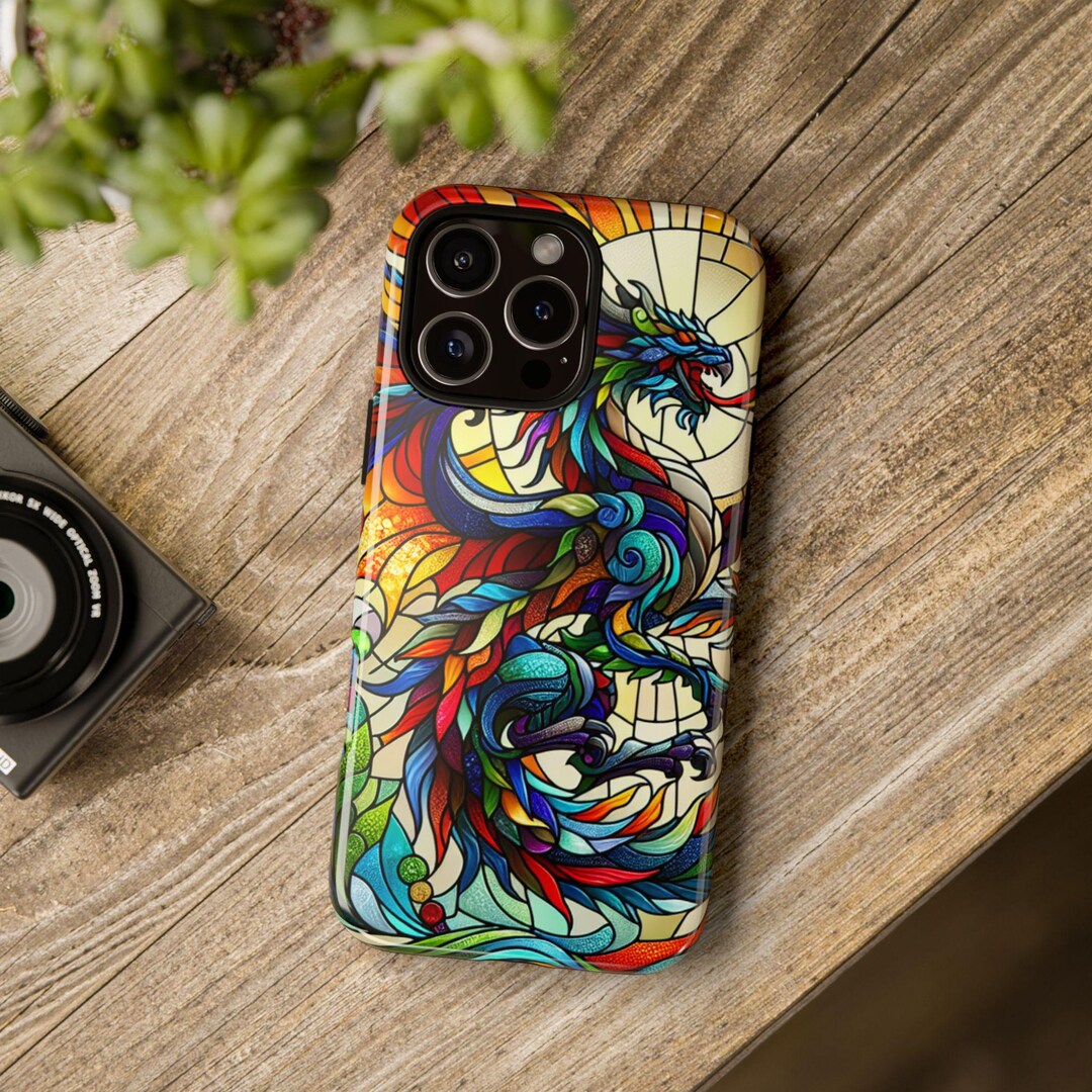 Stained Glass Effect iPhone Tough Case, Phoenix Phone Case, Artistic ...