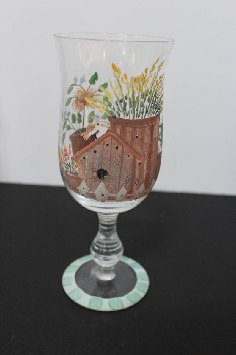 Hand Painted Stem Wine Glasses - Etsy