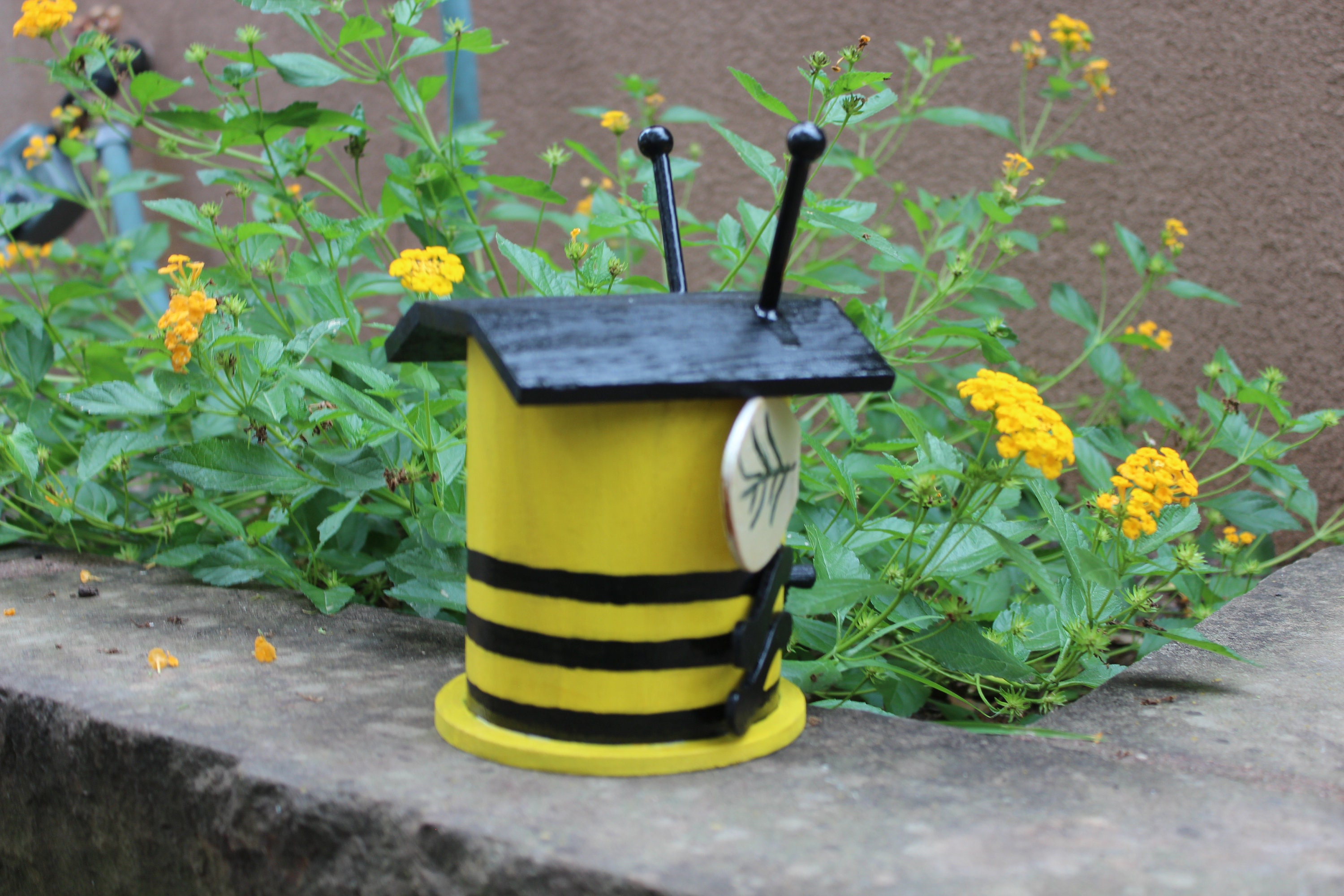 Bee Happy Birdhouse Wood Bird House Hand Painted the sealed | Etsy