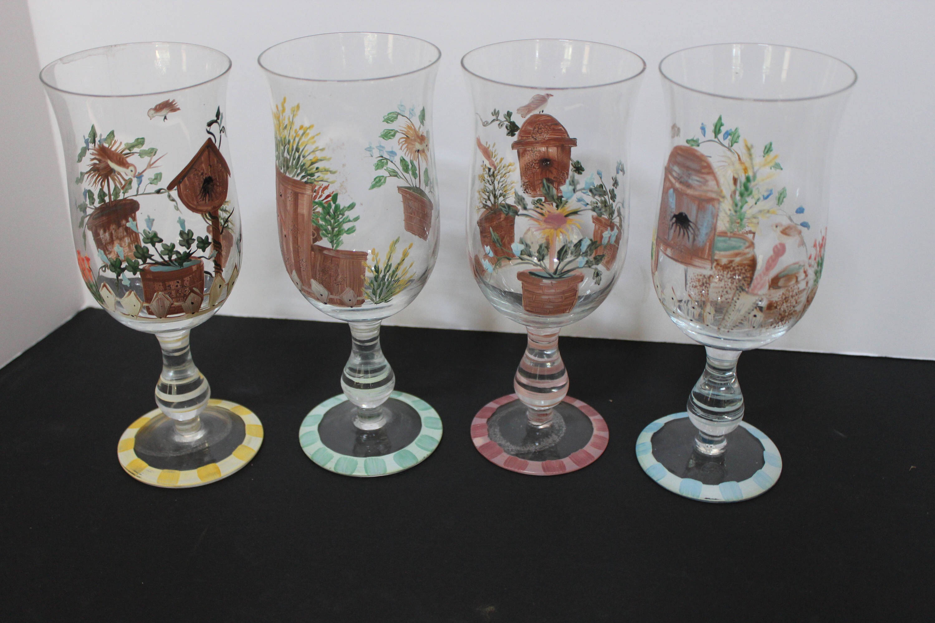 Hand Painted Stem Wine Glasses - Etsy