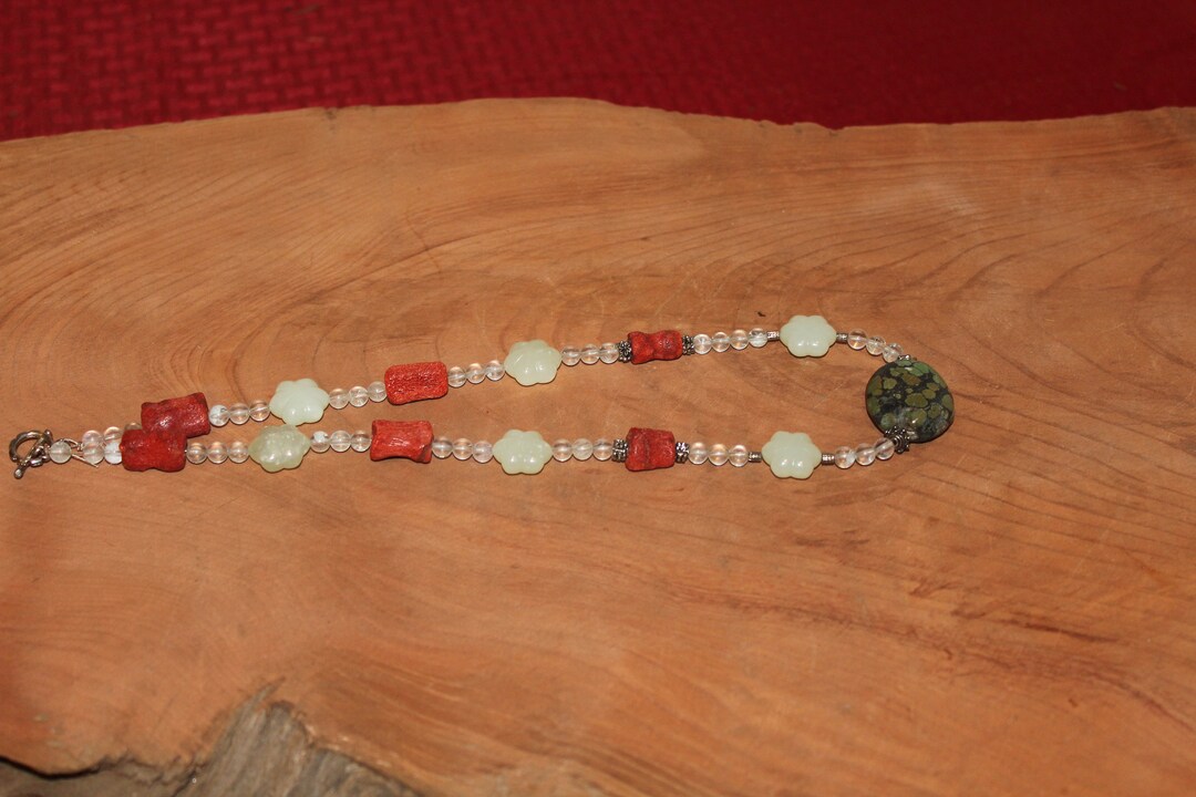 Auction Find, Carved Flower Moonstone, Oblong Red Jasper,round Crystal ...