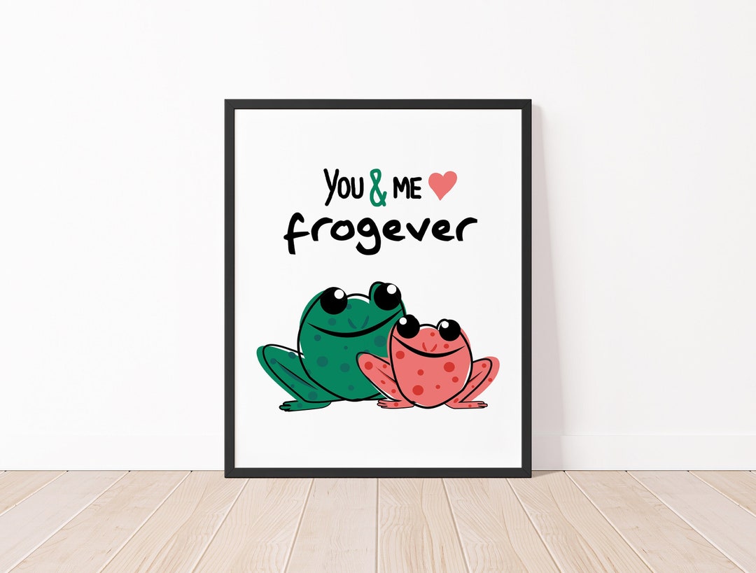 Romantic Frog Couple Printable Wall Art, DIGITAL DOWNLOAD, Funny Cute ...