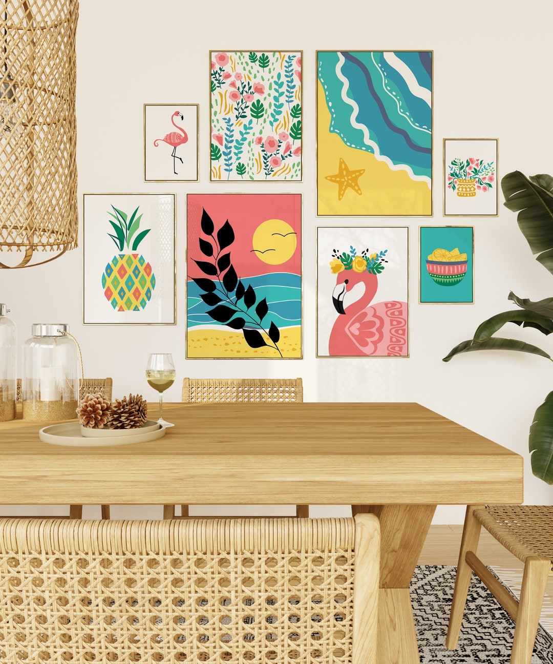 Summer Wall Art Prints Set of 8, Beach House Room Decor, Tropical ...