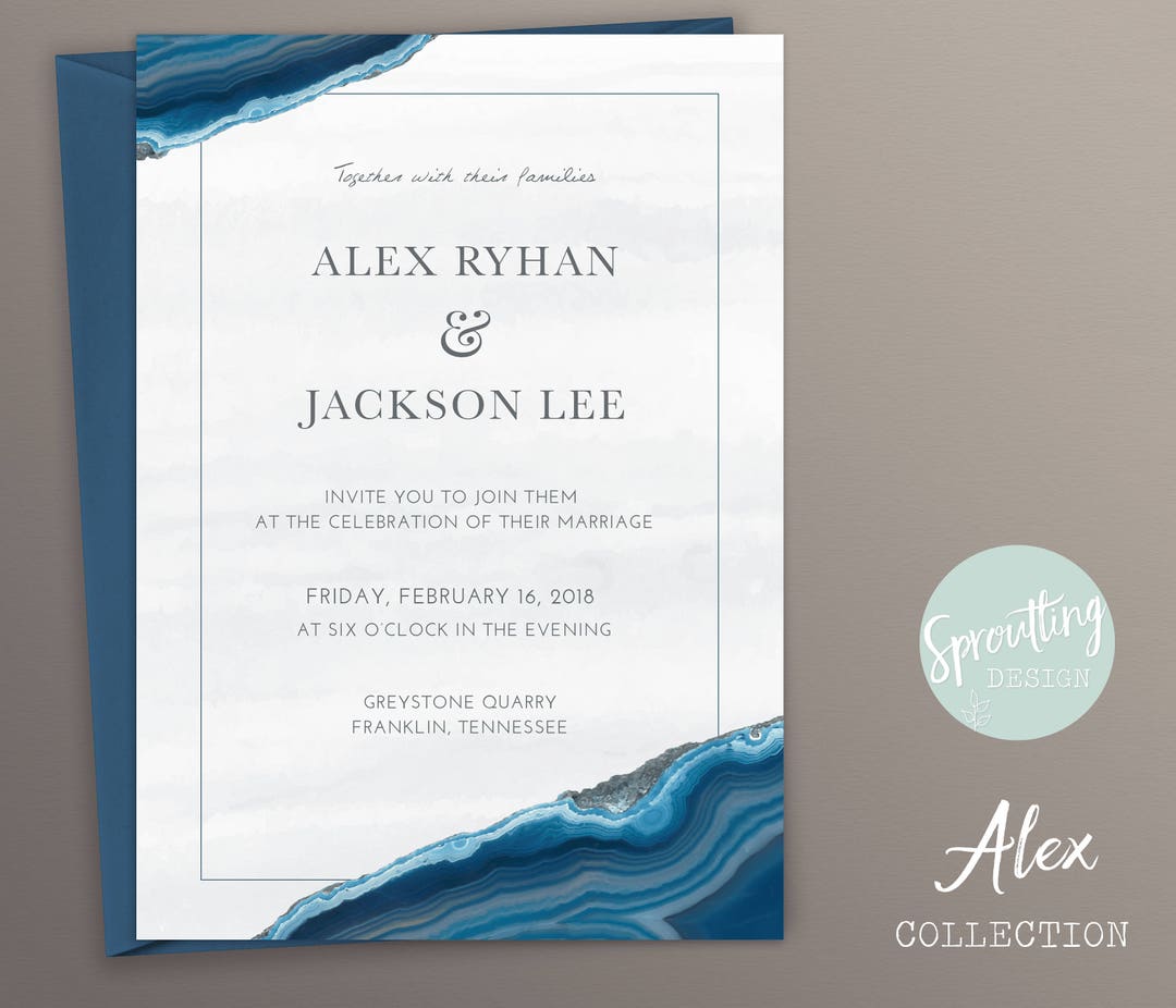 Geode, Agate Modern Wedding Invitation Suite, Alex Collection - Etsy