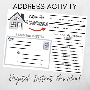 Address Kids Activity, Address Practice, Homeschool Printable ...