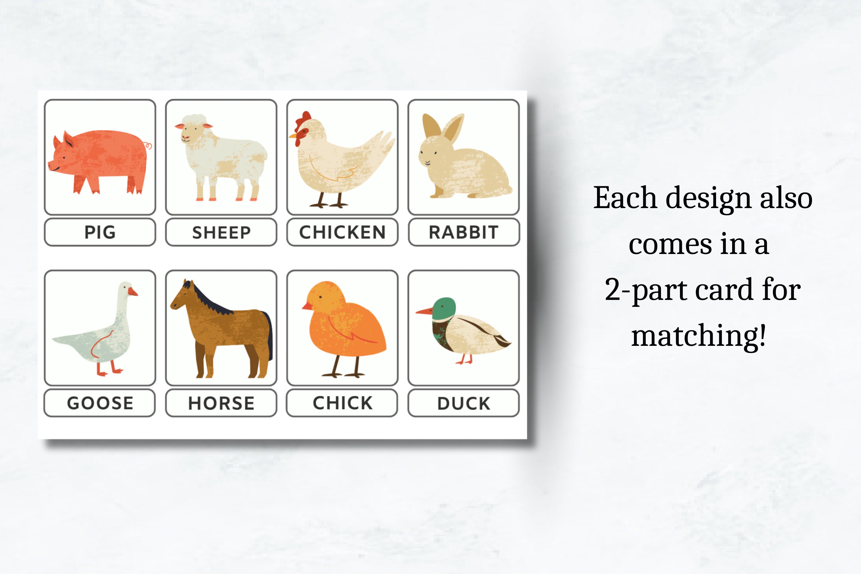 Farm Animal Flashcards for Kids, on the Farm Printable Flashcards ...