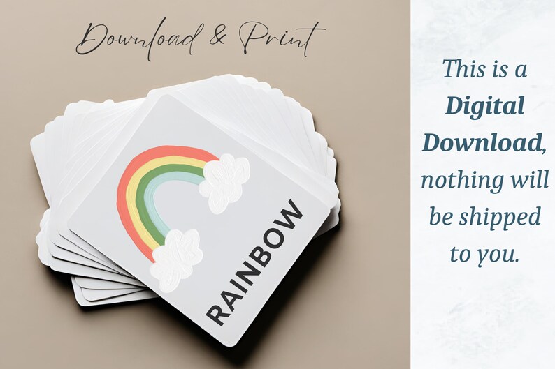 Weather Cards, Montessori Flashcards, Pre-school Cards, Rainbow ...