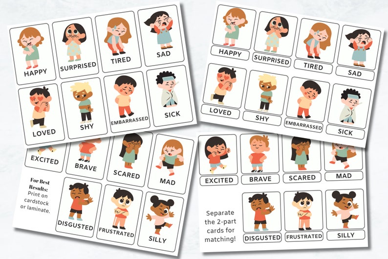 Kid Emotions Flash Cards, Feelings Flash Cards, Emotions Flashcards ...
